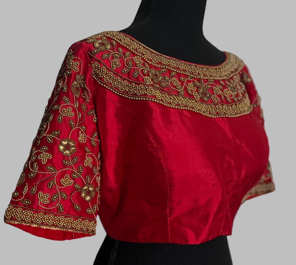 Silk Bridal Red readymade blouses hand embroidered readymade blouse on ...