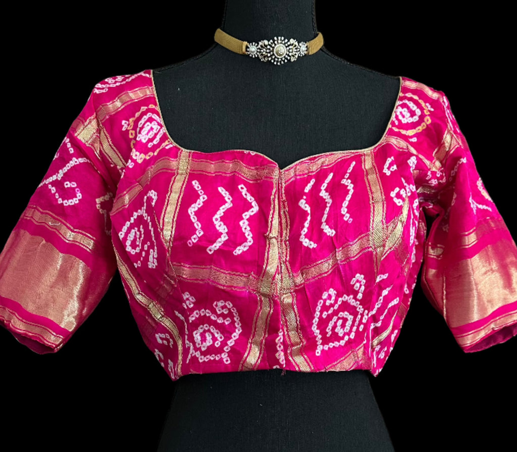 Pink Bandhani silk blouse online usa silk blouses ready to wear online ...
